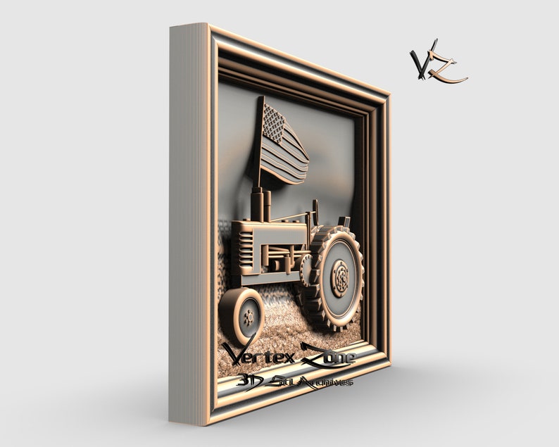 Tractor With Flag 3D STL Model for Cnc Users CNC Router | Etsy