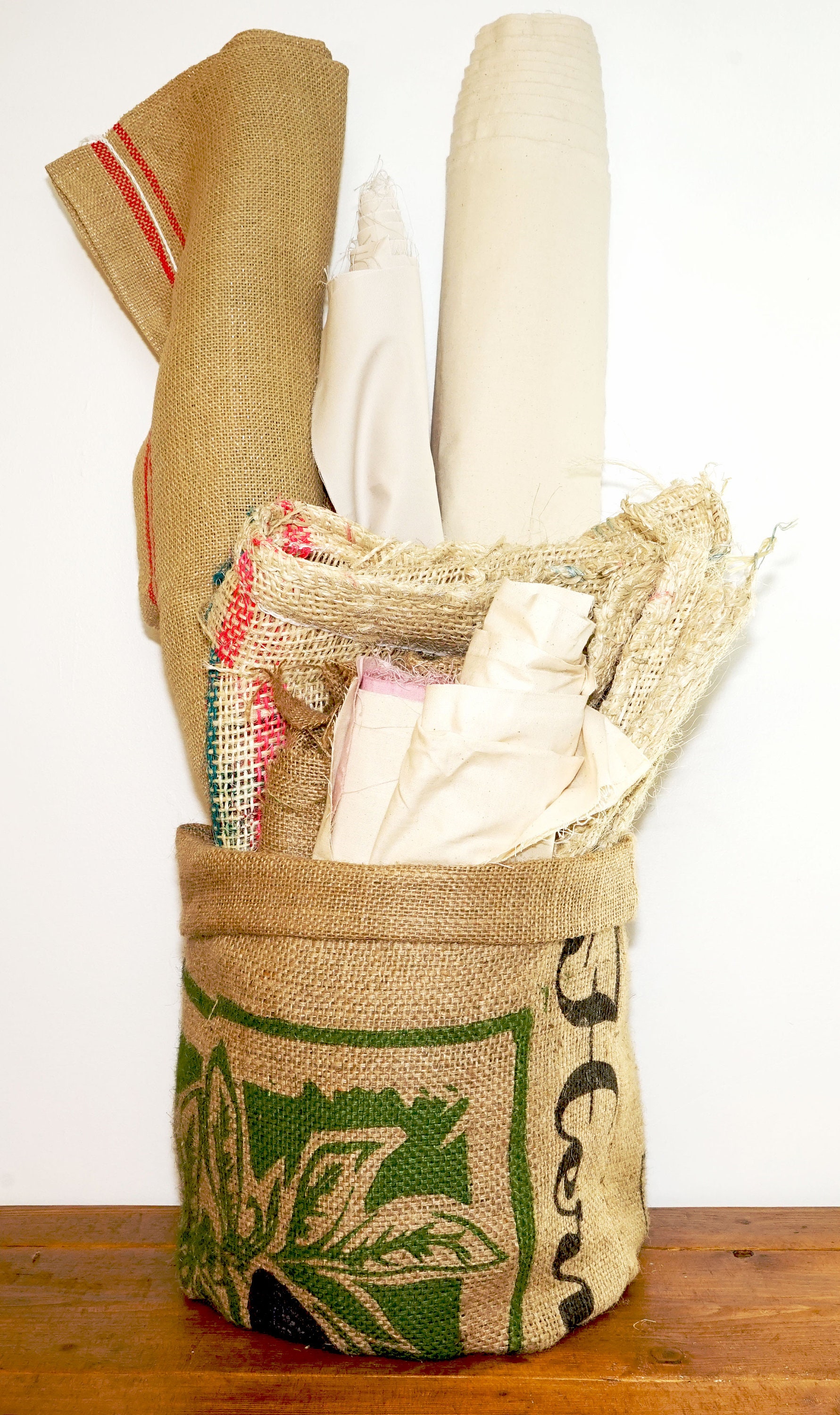 Upcycled Coffee Sack Plant Pot / Storage Basket Brown Tight - Etsy