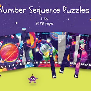 Solar System Space Puzzles Number Sequence 10 Puzzles 1-100 Printable ...