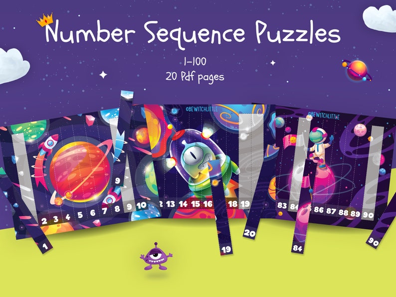Solar System Space Puzzles Number Sequence 10 Puzzles 1-100 Printable ...