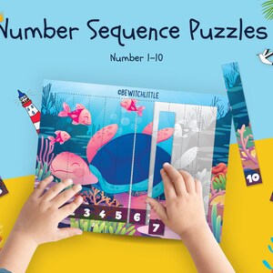 Sea Creatures Puzzle Number Sequence 1-100 Puzzle Printable Montessori ...