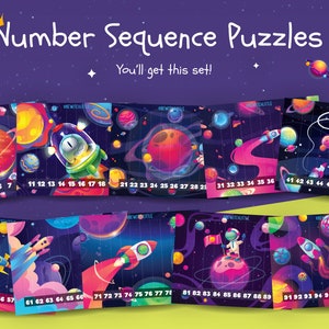Solar System Space Puzzles Number Sequence 10 Puzzles 1-100 Printable ...