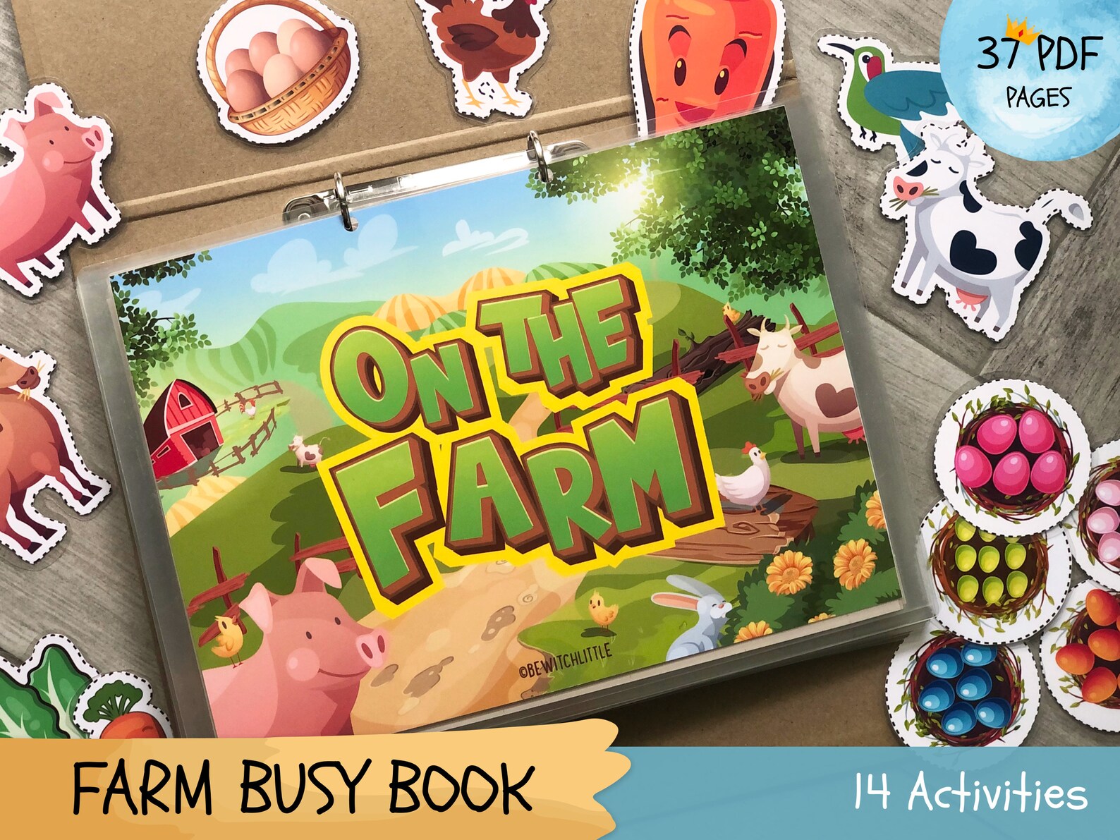 Farm Animal Busy Book Printable Quiet Book for 3 Year Olds Montessori ...