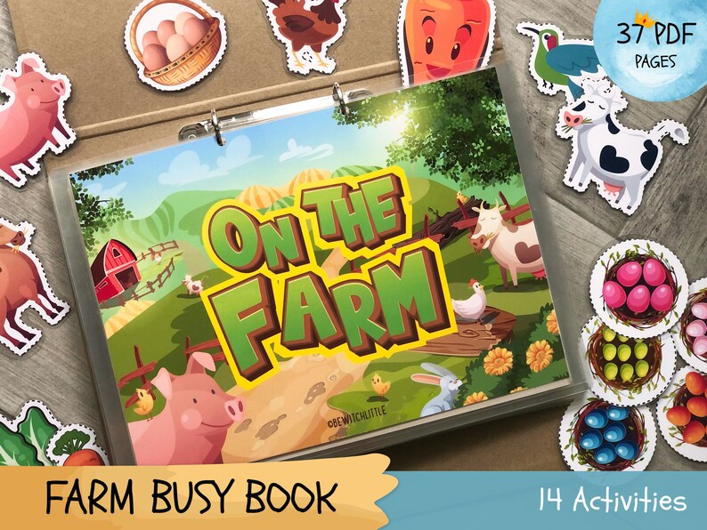 Farm Animal Busy Book Printable Quiet Book for 3 Year Olds Montessori ...