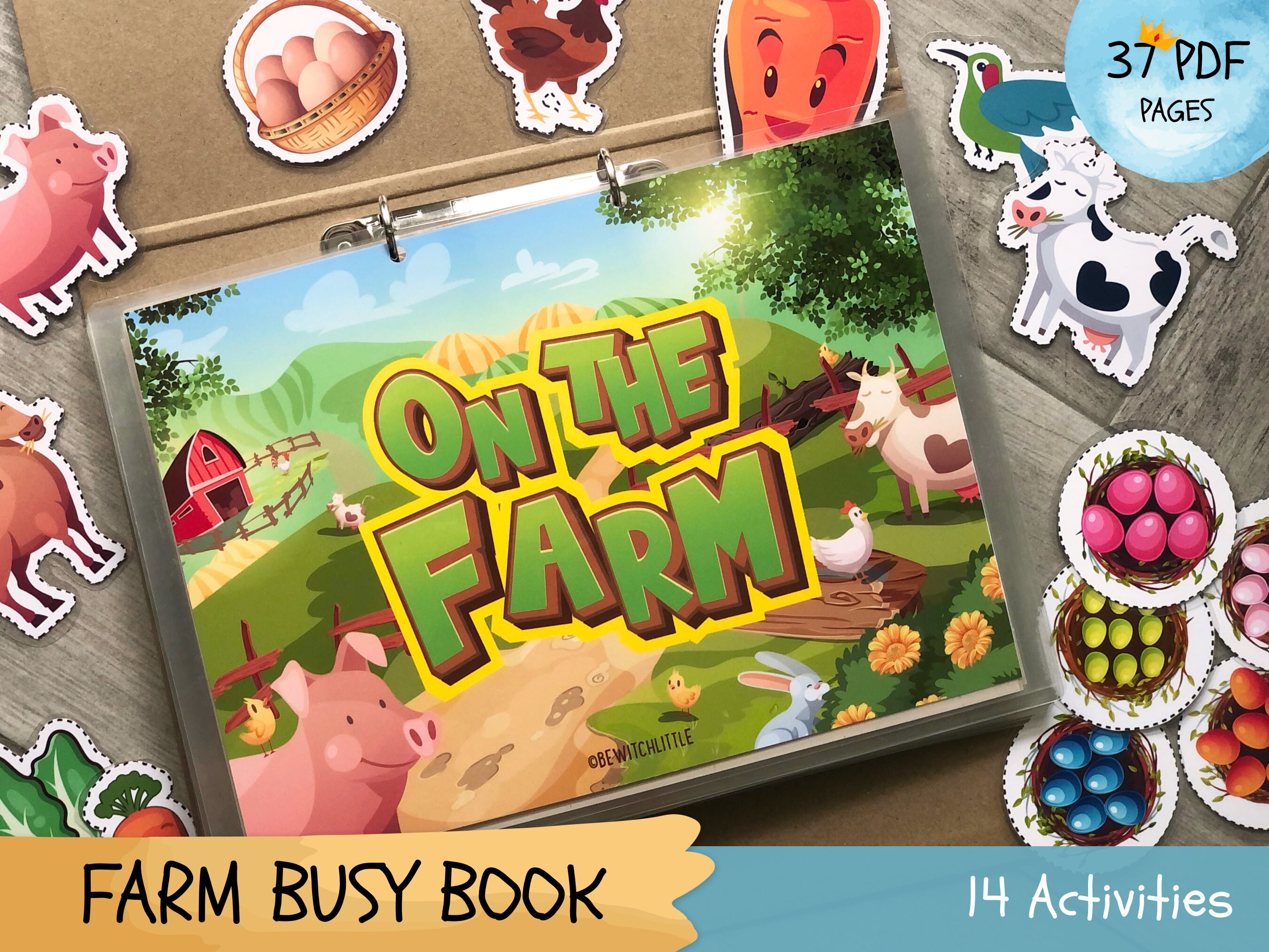 Farm Animal Busy Book Printable Quiet Book for 3 Year Olds Montessori ...