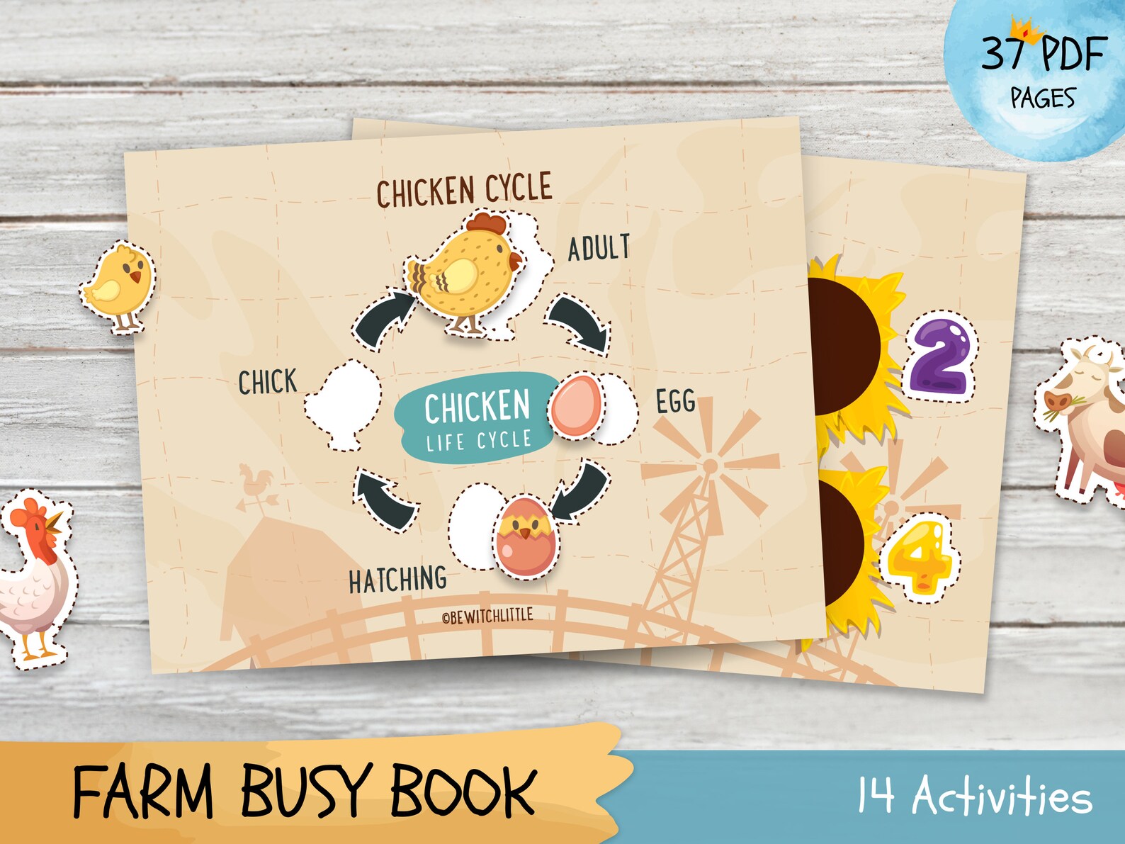 Farm Animal Busy Book Printable Quiet Book for 3 Year Olds Montessori ...