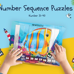 Sea Creatures Puzzle Number Sequence 1-100 Puzzle Printable Montessori ...