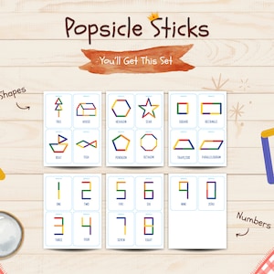 Popsicle Stick Shapes and Numbers Activity Game Printable Montessori ...