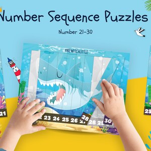 Sea Creatures Puzzle Number Sequence 1-100 Puzzle Printable Montessori ...
