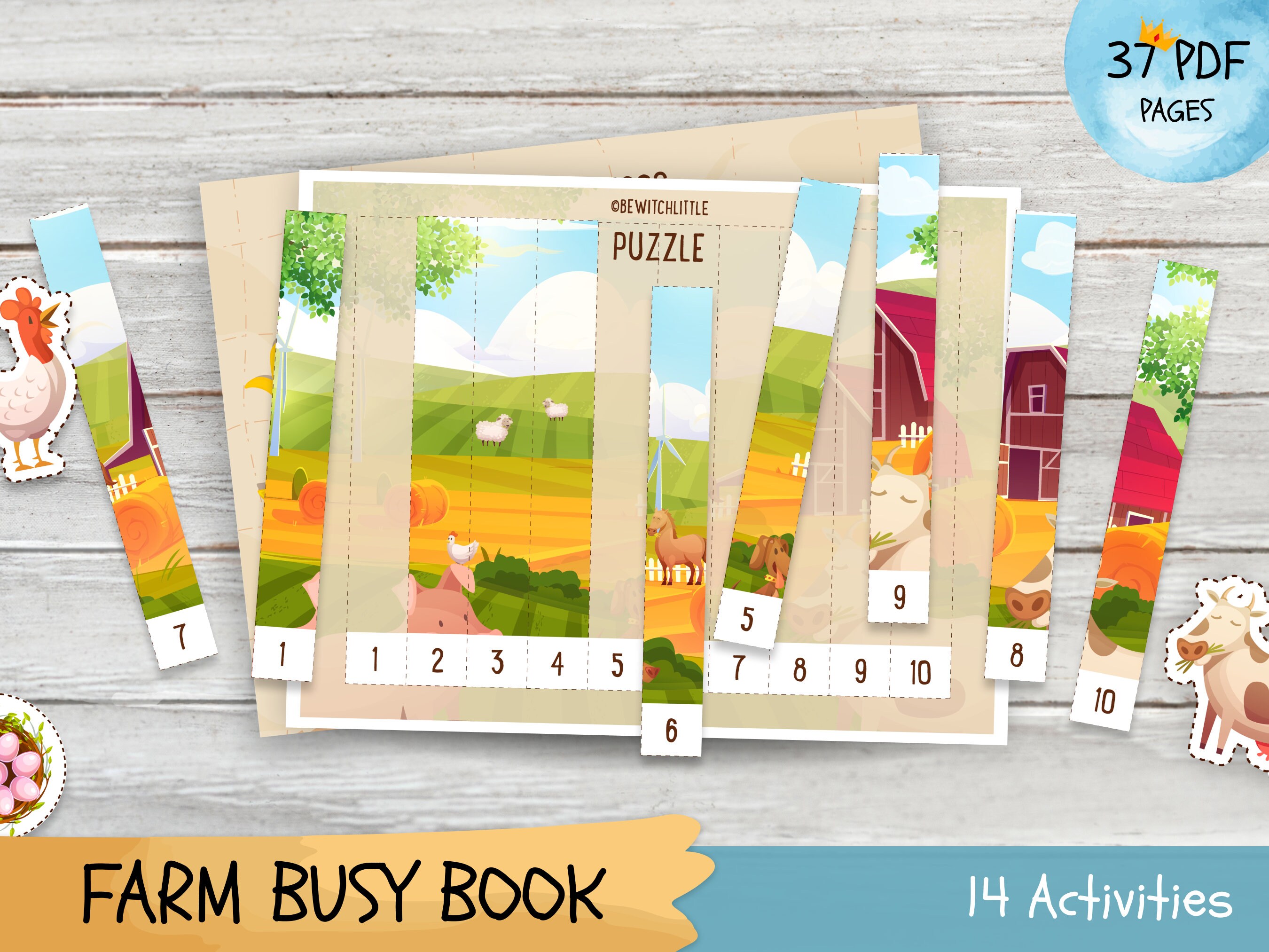 Farm Animal Busy Book Printable Quiet Book for 3 Year Olds Montessori ...