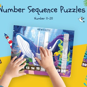 Sea Creatures Puzzle Number Sequence 1-100 Puzzle Printable Montessori ...