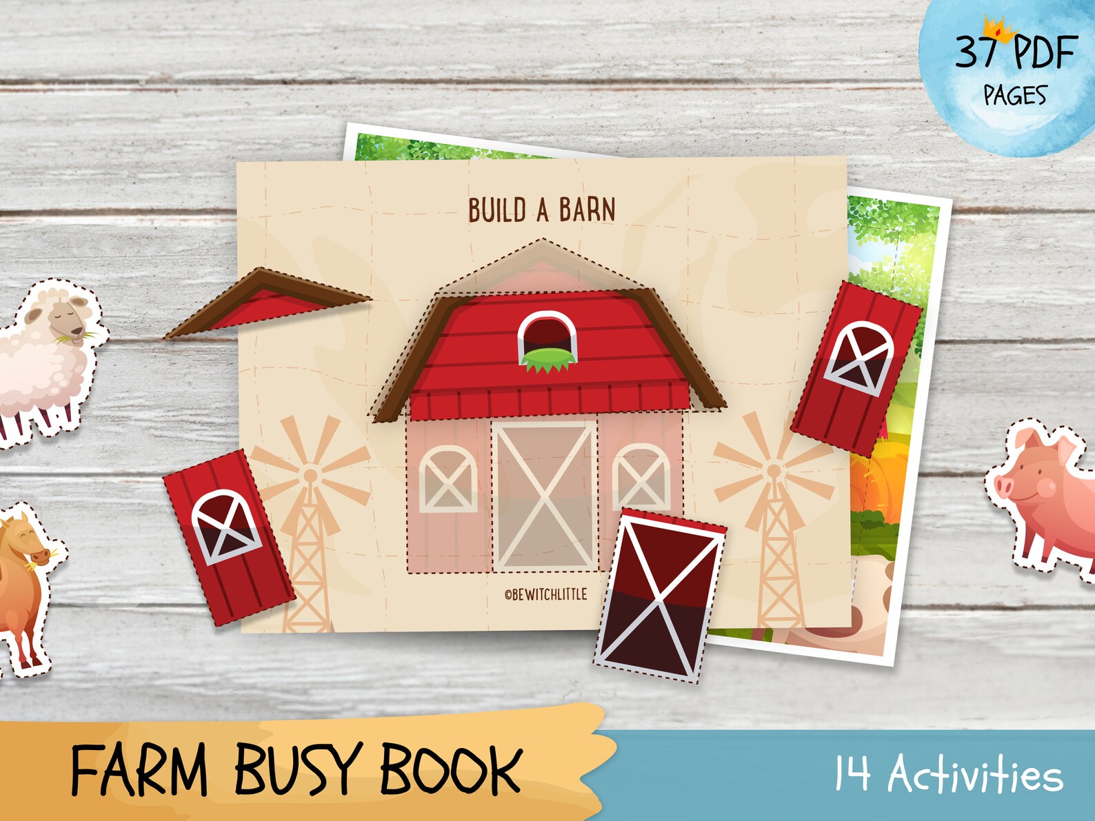 Farm Animal Busy Book Printable Quiet Book for 3 Year Olds Montessori ...