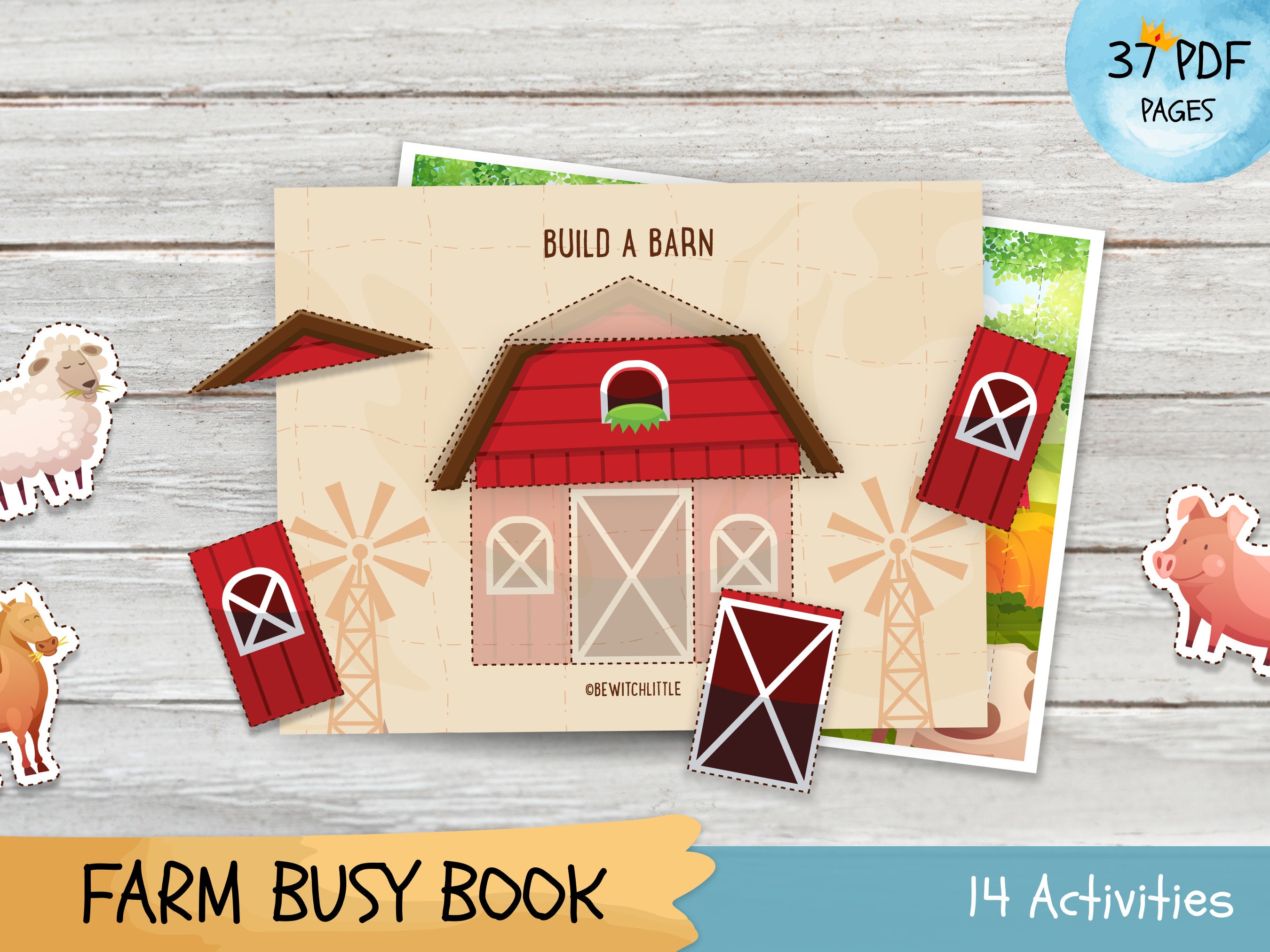 Farm Animal Busy Book Printable Quiet Book for 3 Year Olds Montessori ...