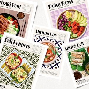 Food Posters Set of 28, Food Wall Art, Printable Traditional Foods ...