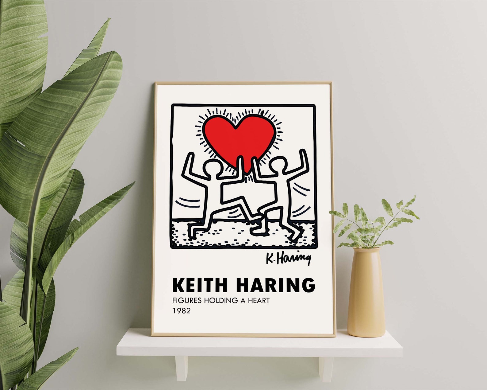 Figures Holding A Heart Keith Haring Exhibition Poster Wall | Etsy Figures Holding A Heart Keith Haring Exhibition Poster Wall | Etsy
