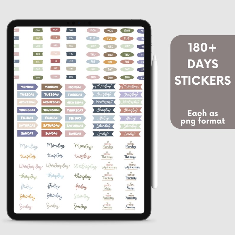 Digital Planner Stickers, 1700+ Goodnotes Stickers, for Notebooks (PNG ...