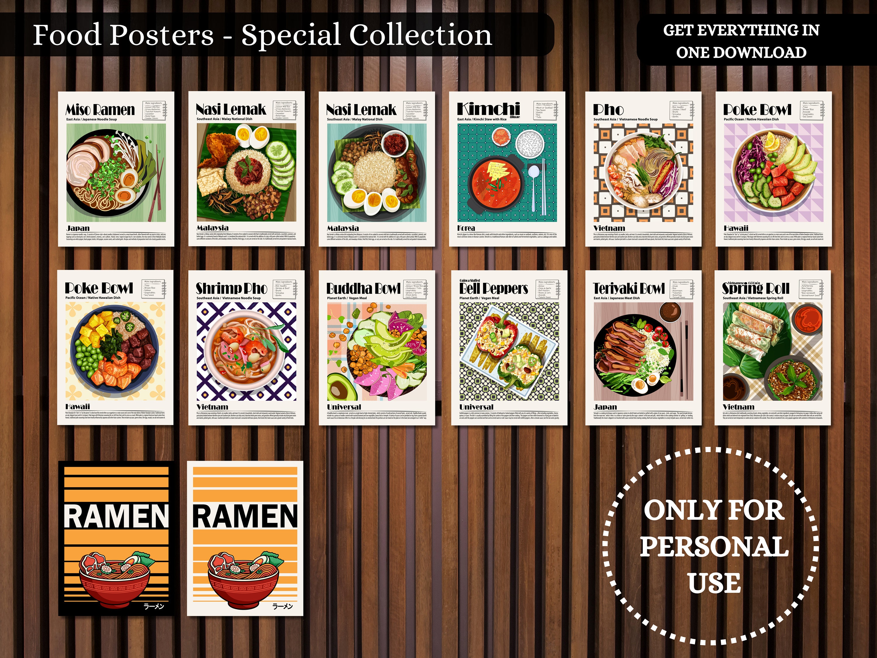 Food Art Prints, World Cuisine Posters, Kitchen Wall Decor, Food ...