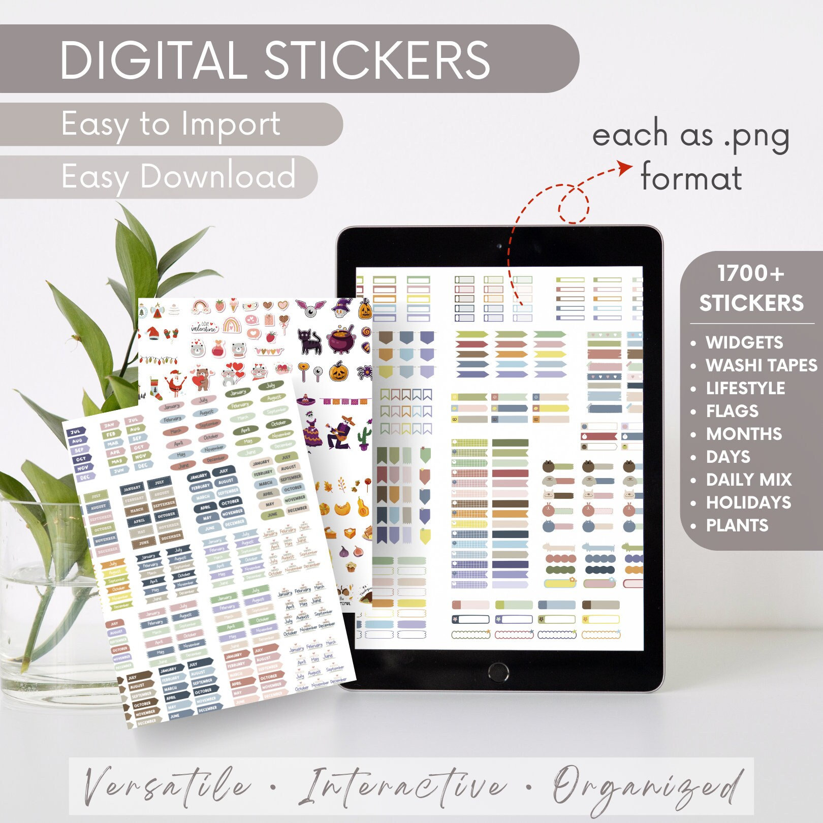 Digital Stickers Pack, Goodnotes Stickers, Student Notebook, Washi ...