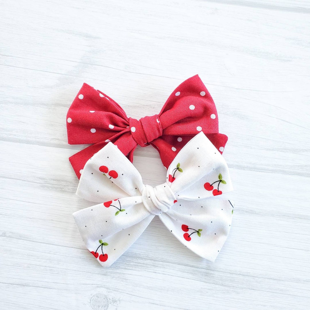 Summer Print Bows, Fruit Print Bows, Cherry Bows, Bows for Girls, Clip ...