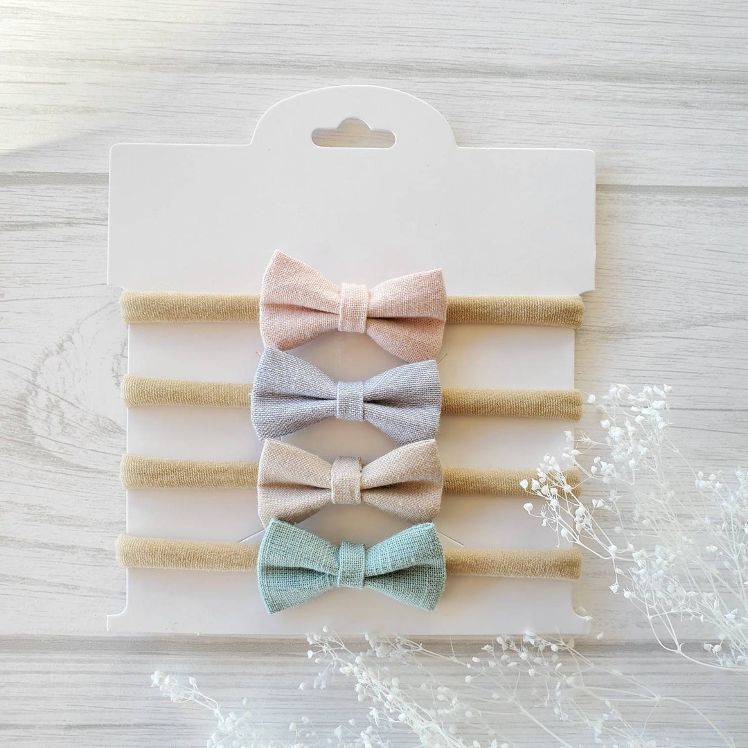 Classic Baby Headbands in Neutral Colors, Clip Bows, Newborn Bows ...