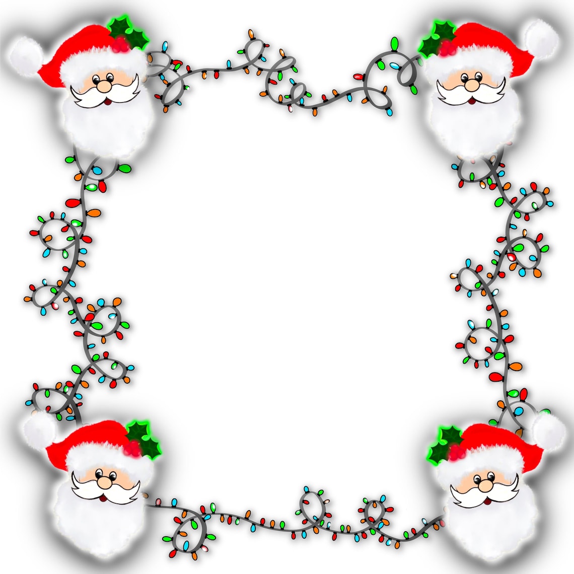 3 Designs: Santa Border, Christmas Lights - Etsy