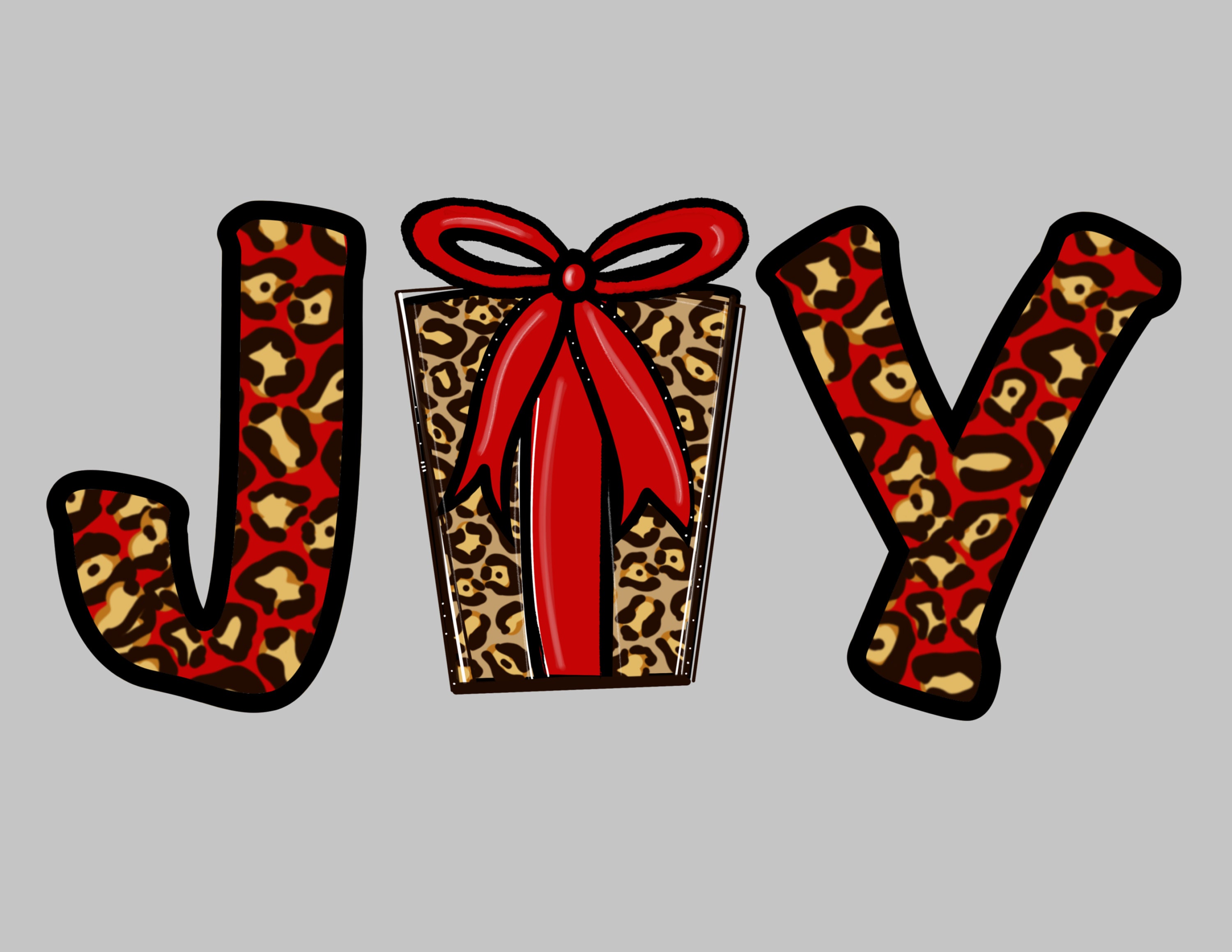 3 Designs: Christmas Border, Leopard Background, JOY - Etsy