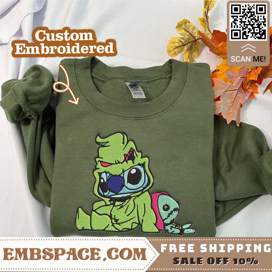Stitch Oogie Boogie Sally Embroidery Sweatshirt, Horror Movie Hoodie ...