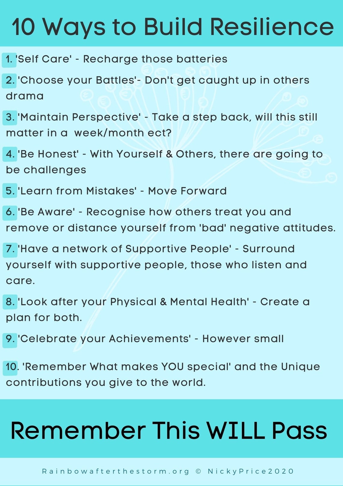 Building Resilience - Printable & PDF Workbook 9 Pages, Self Care, Help ...