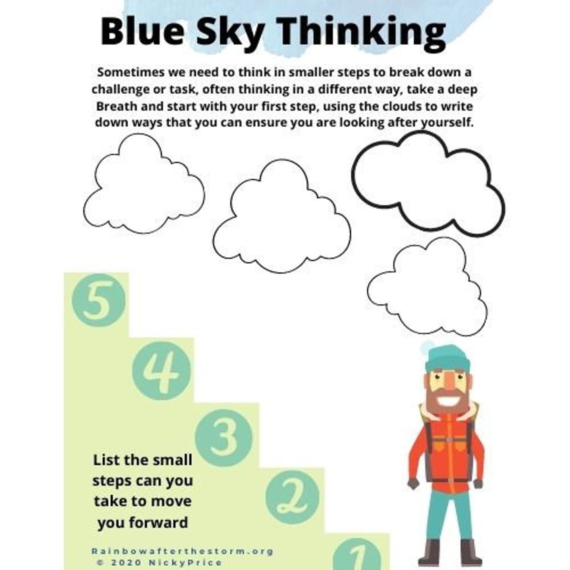 Blue Sky Thinking PDF Fillable And Printable Mental Health Etsy