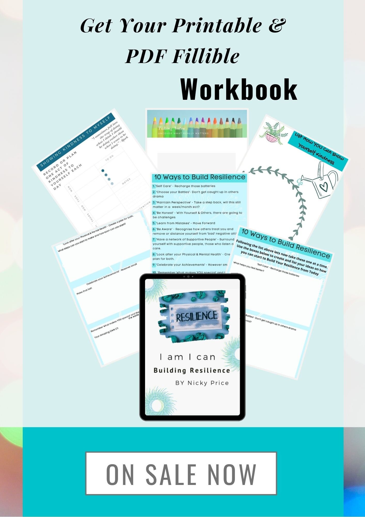 Building Resilience - Printable & PDF Workbook 9 Pages, Self Care, Help ...