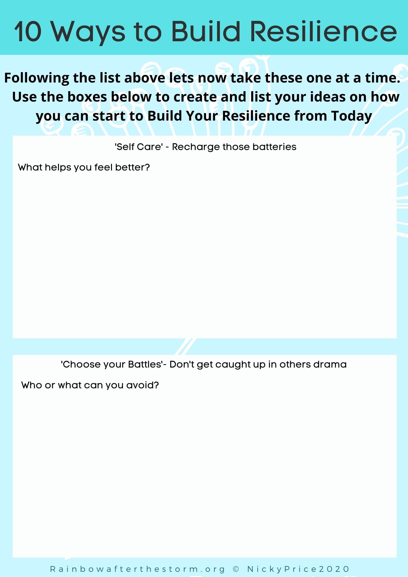 Building Resilience - Printable & PDF Workbook 9 Pages, Self Care, Help ...