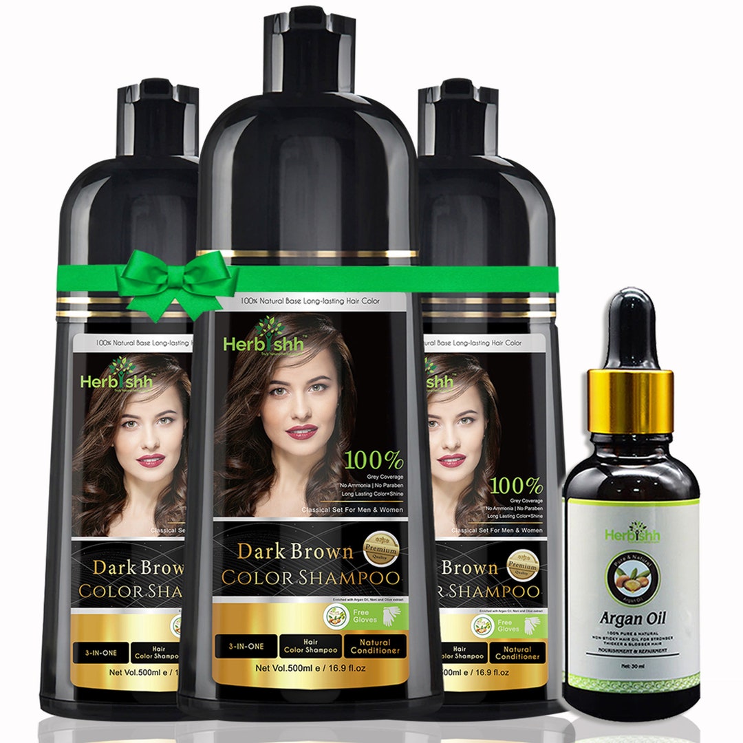 3pcs Herbishh Hair Color Shampoo Natural Hair Dye for Gray - Etsy