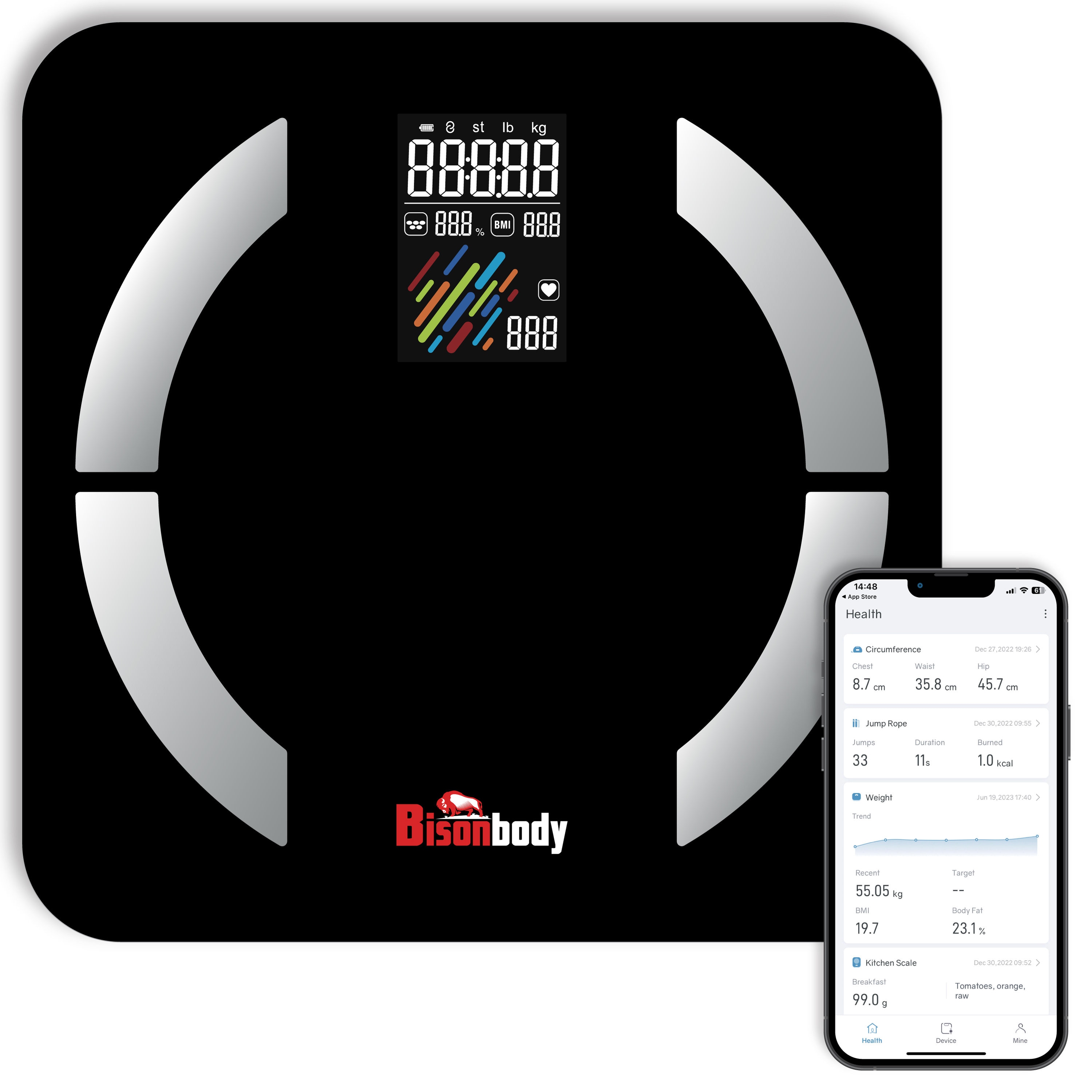 Bisonbody Smart Digital Body Scale Bluetooth Fitness Weight Scale 22 ...