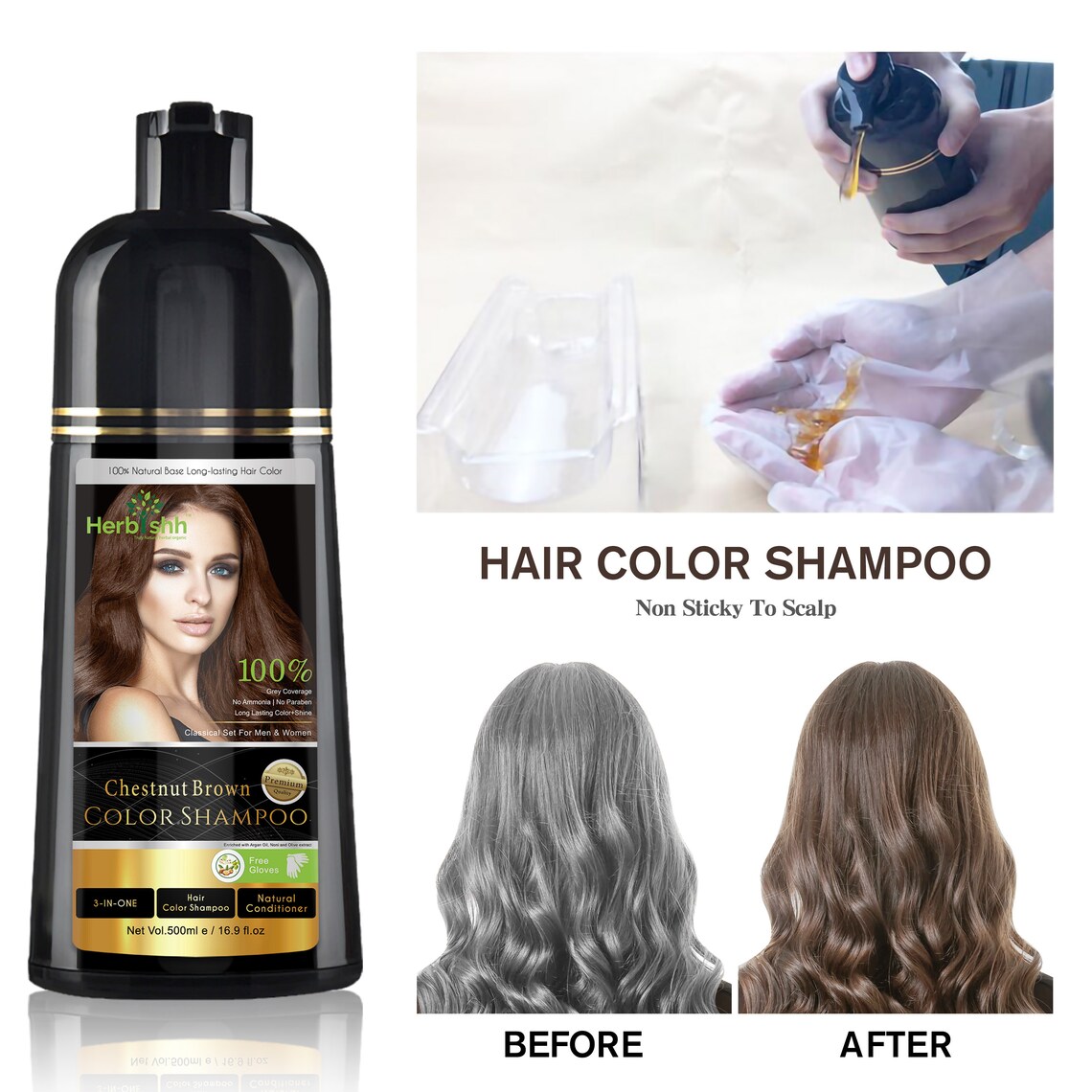 Hair Color Shampoo for Gray Hair–natural Hair Dye Shampoo–colors Hair ...