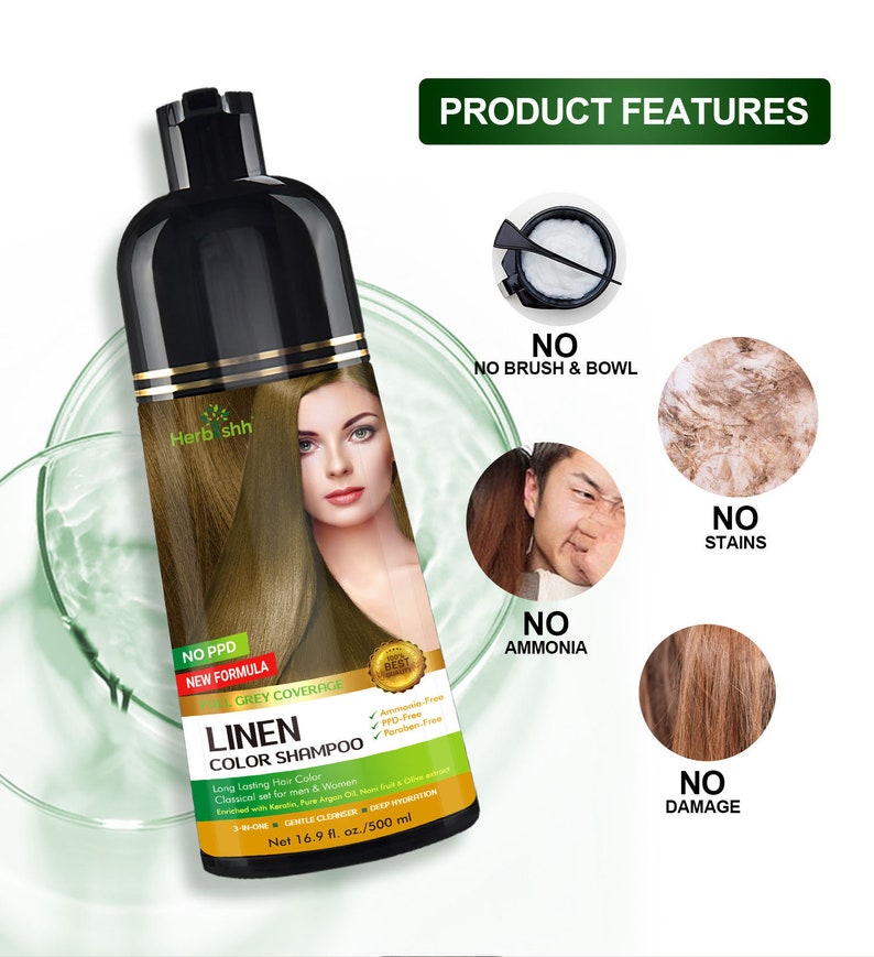 Hair Color Shampoo for Gray Hair–natural Hair Dye Shampoo–colors Hair ...