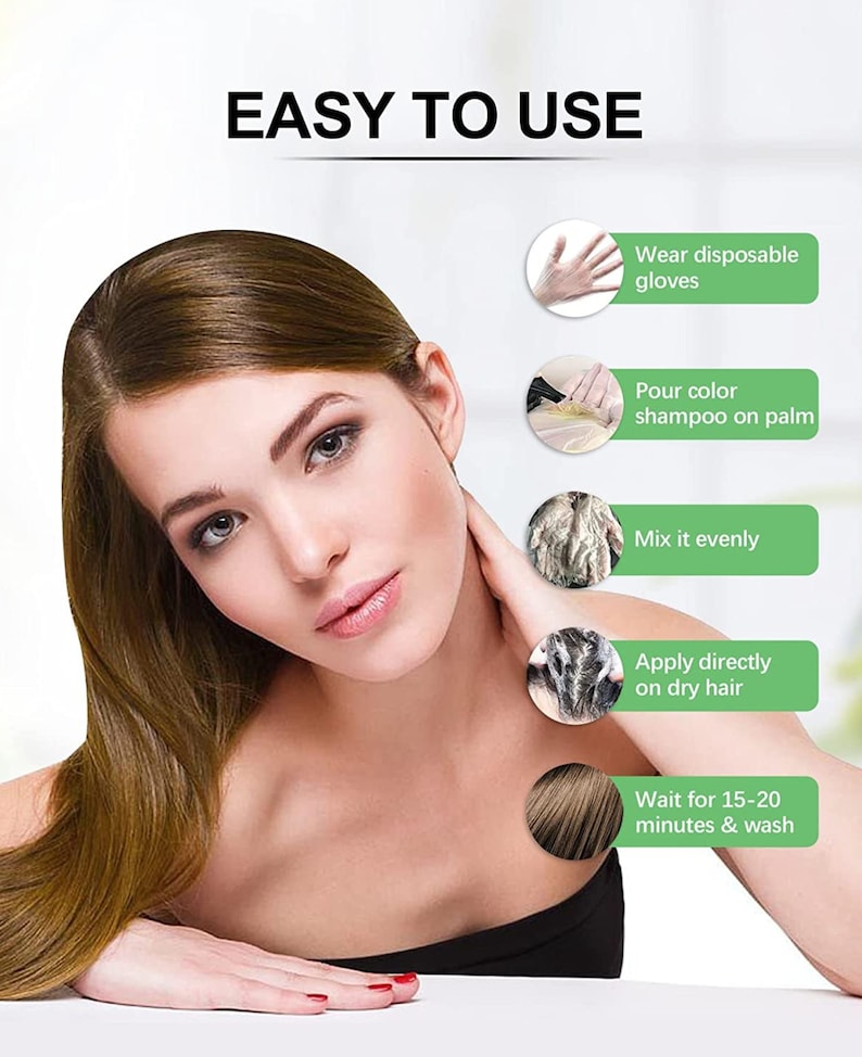 Golden Brown PPD Free Enriched Color Shampoo Hair Dye Formula (400ml ...