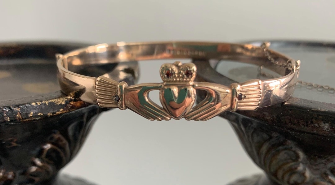 Vintage Gold Filled Irish Claddagh Bangle Bracelet - Antique, Victorian ...