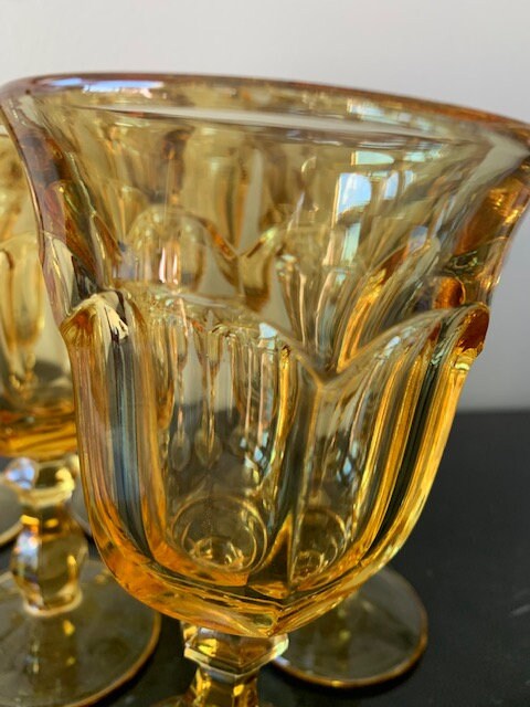 Vintage Set of 6 Yellow Imperial Glass Old Williamsburg Water/wine ...