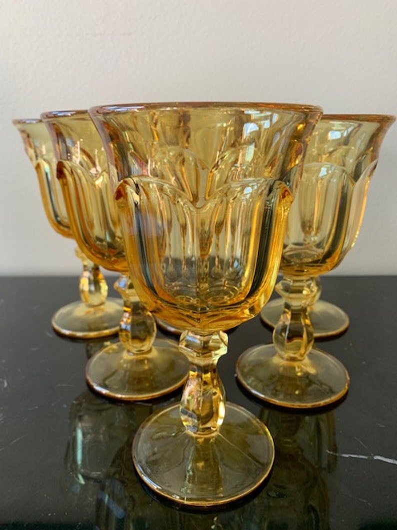 Vintage Set of 6 Yellow Imperial Glass Old Williamsburg Water/wine ...