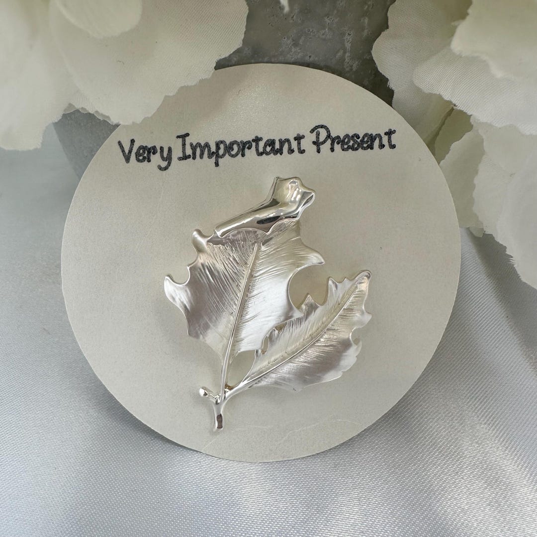 Beautiful Magnet Brooch Leaf Shape | Silver White Enamel | Scarf Clip ...