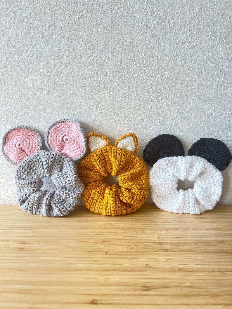 Beginner-friendly Crochet Mouse Scrunchie Pattern PDF | Handmade Hair ...