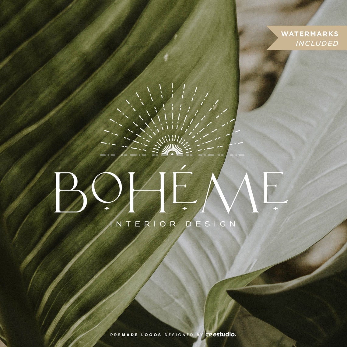 Boho Logo Design Premade Logo Set Photographer Logo - Etsy
