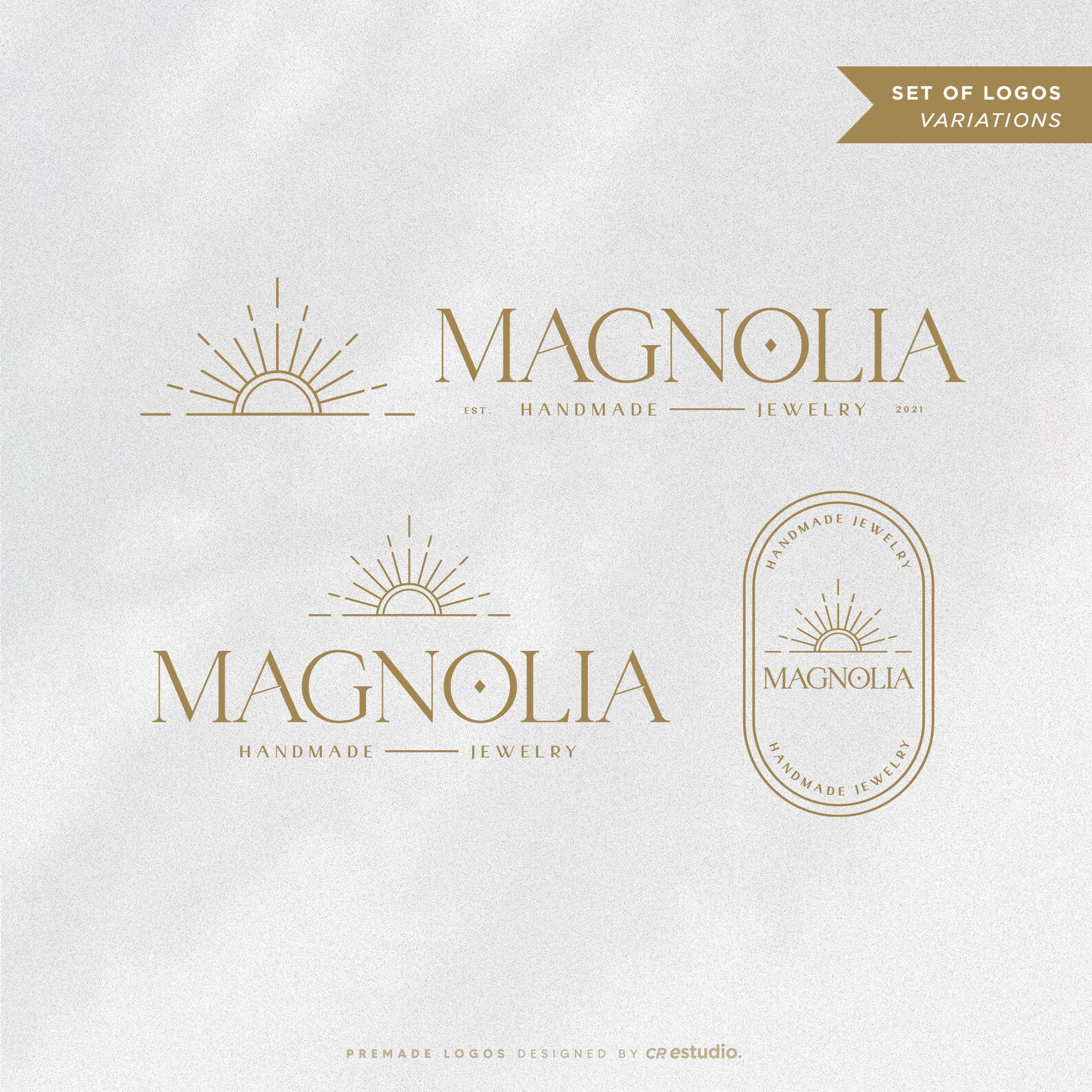 Boho Logo Design Premade Logo Set Sunburst Logo Fashion - Etsy