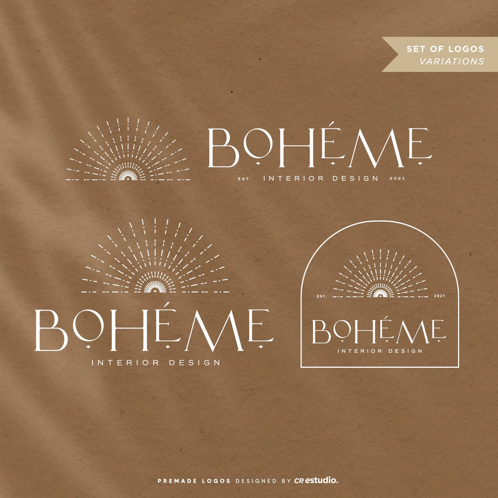 Boho Logo Design Premade Logo Set Photographer Logo - Etsy