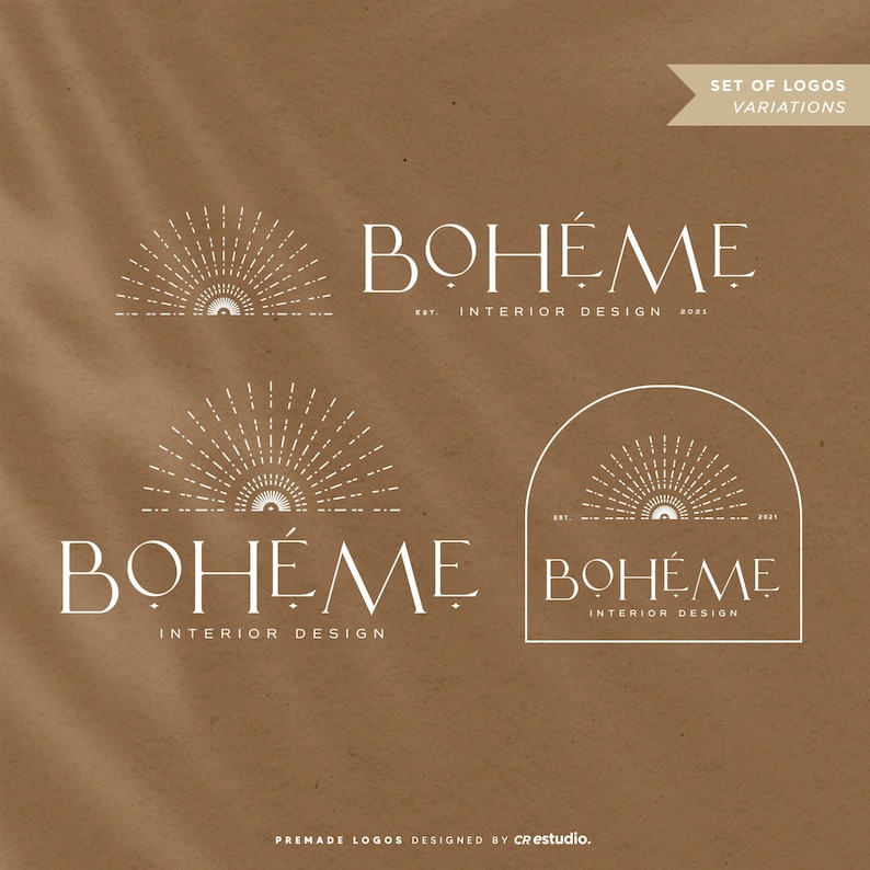 Boho Logo Design Premade Logo Set Photographer Logo - Etsy