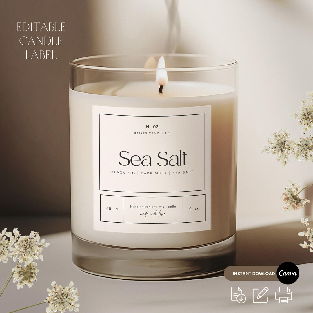 Canva Minimalist Candle Label Template | Editable Candle Label | Boho ...