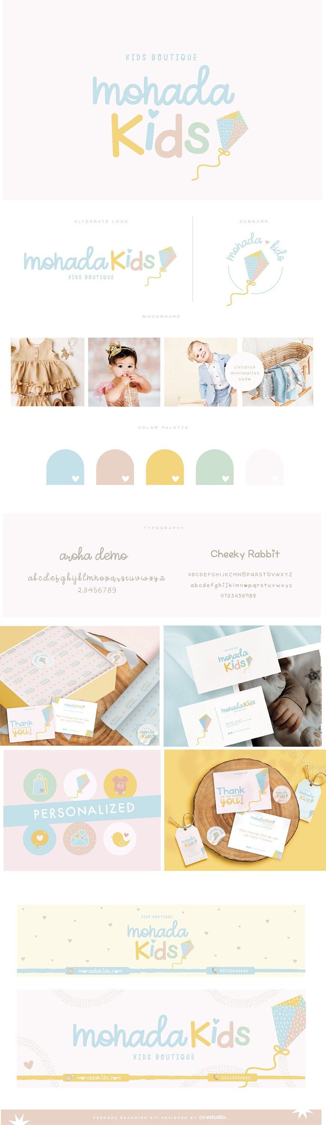 Premade Branding Kit, Complete Kids Logo Design, Baby Boutique Logo ...