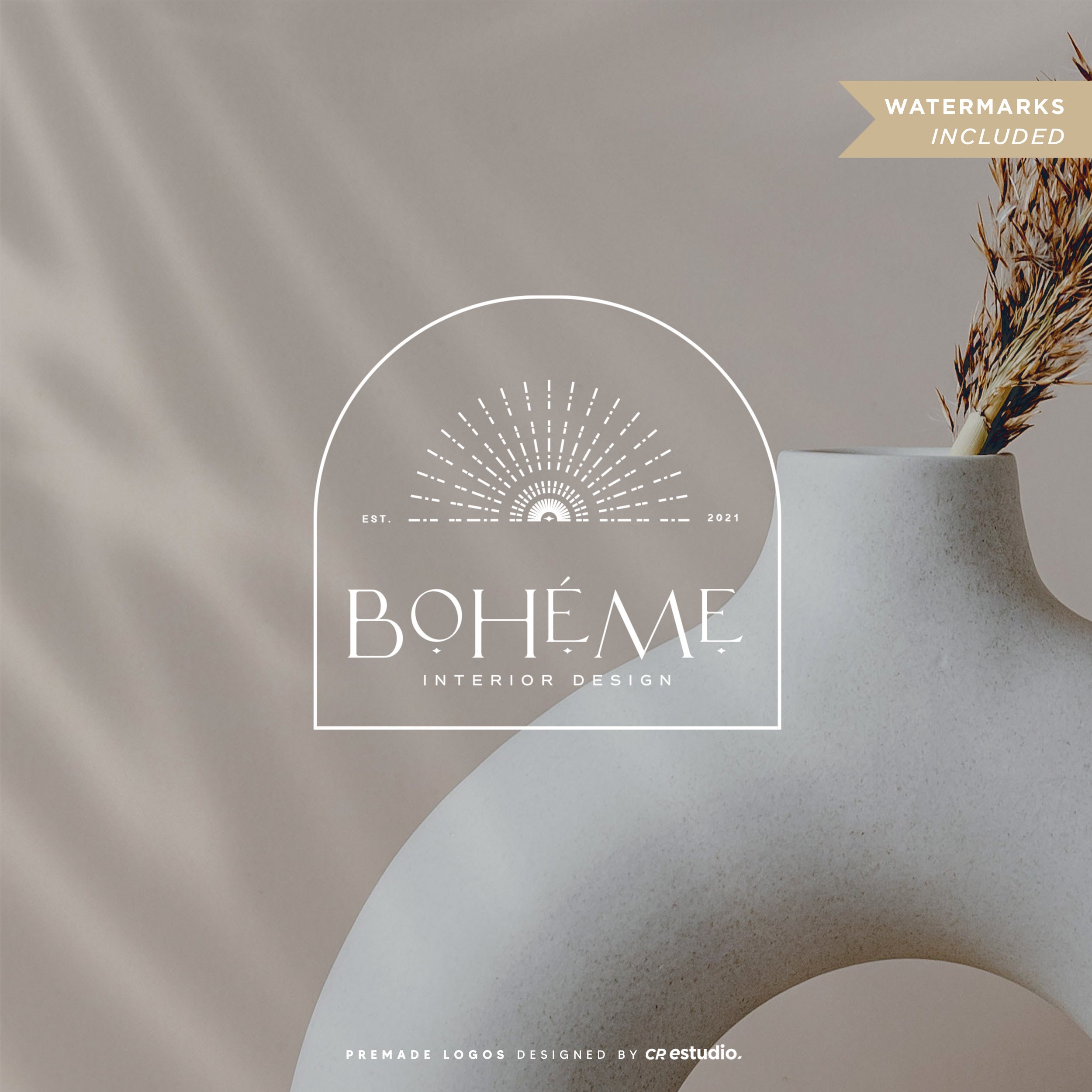 Boho Logo Design Premade Logo Set Photographer Logo - Etsy