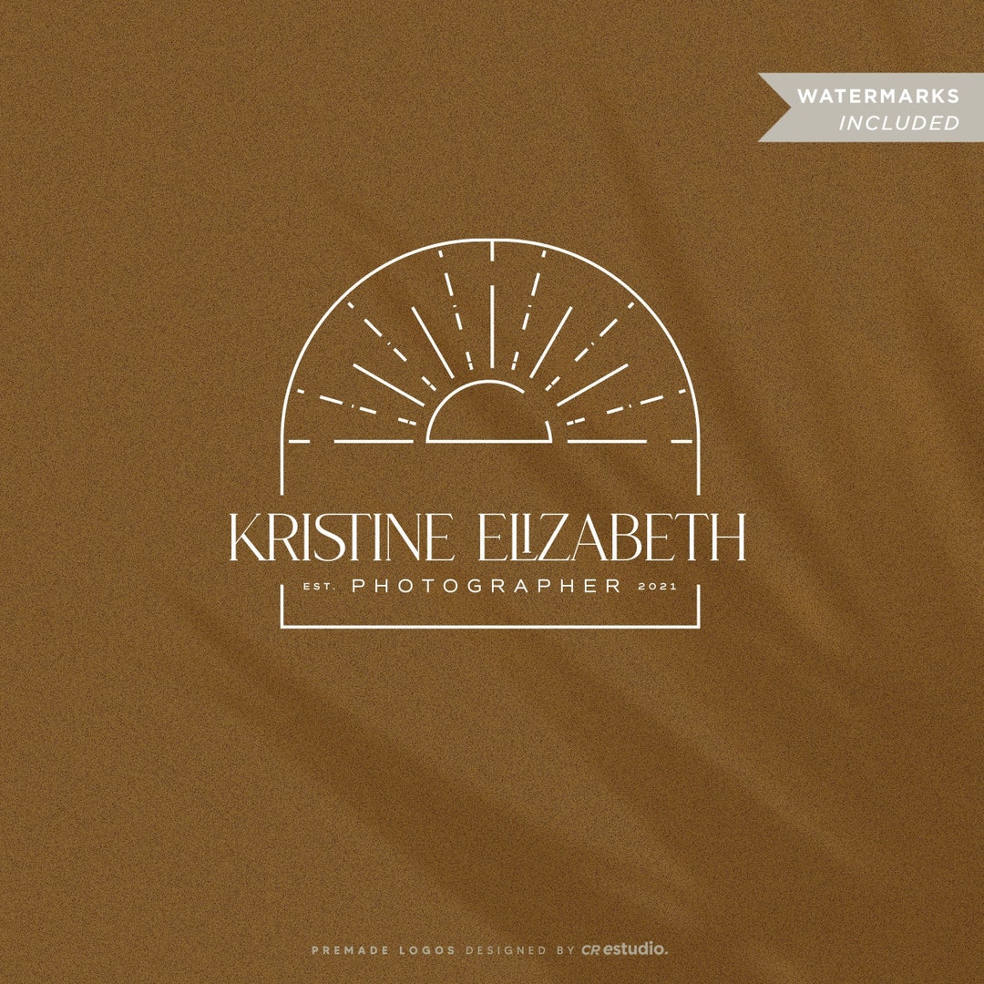 Boho Logo Design, Premade Logo Set, Photographer Logo, Beach Logo, Sun ...
