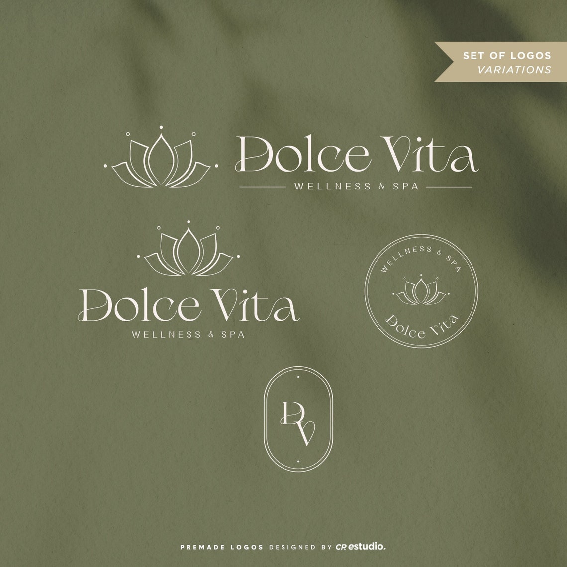 Lotus Logo Design Branding Kit Monogram Beauty Logo - Etsy